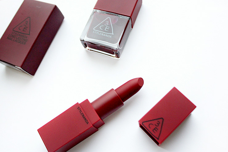 3CE-Red-Recipe-lipstick - Shop and Box